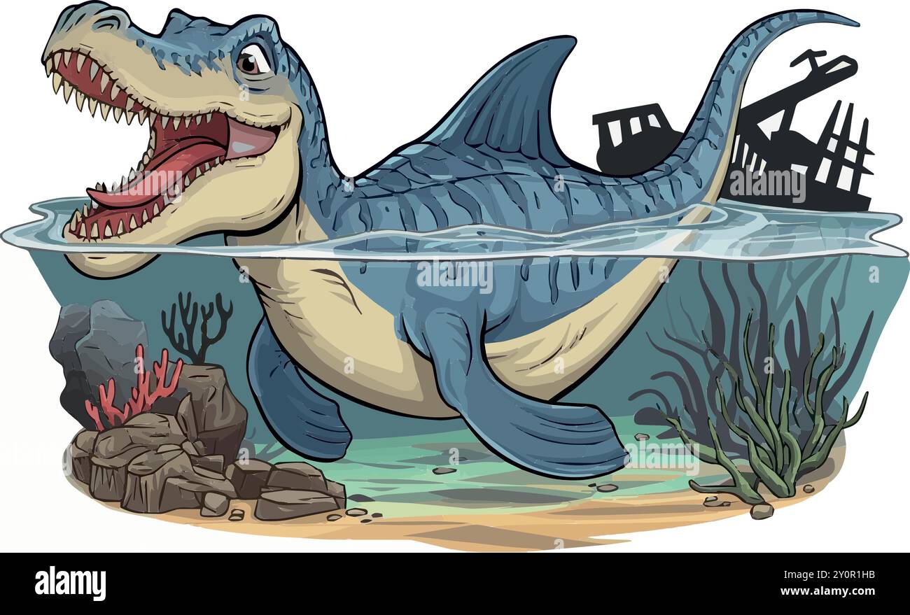 Mosasaurus: Unveiling the Secrets of a Marine Titan Stock Vector Image ...