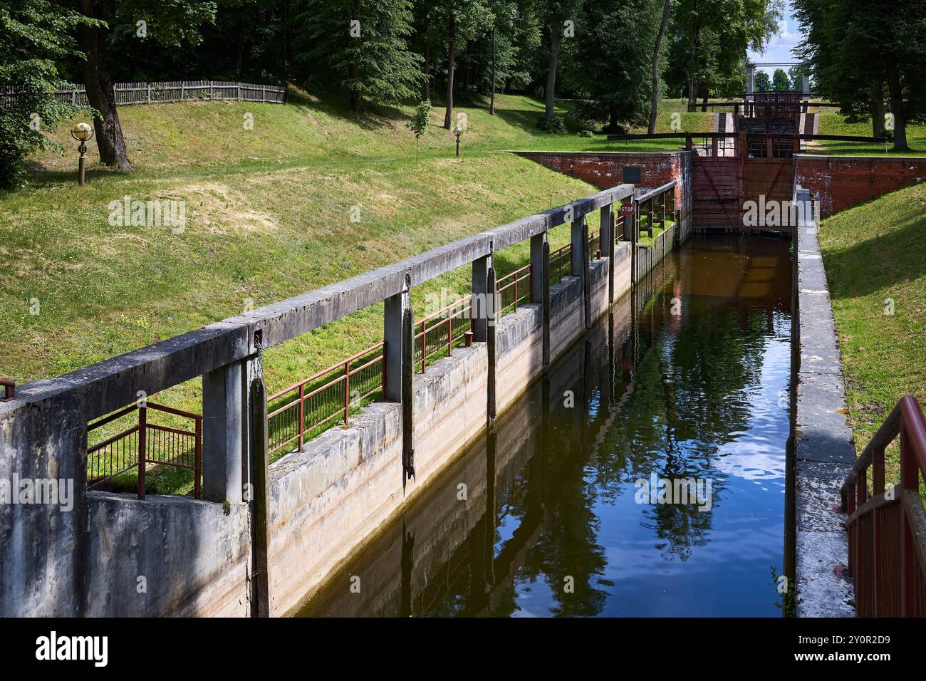 Nemnovo sluice lock of Augustow Canal is architectural hydrotechnical ...