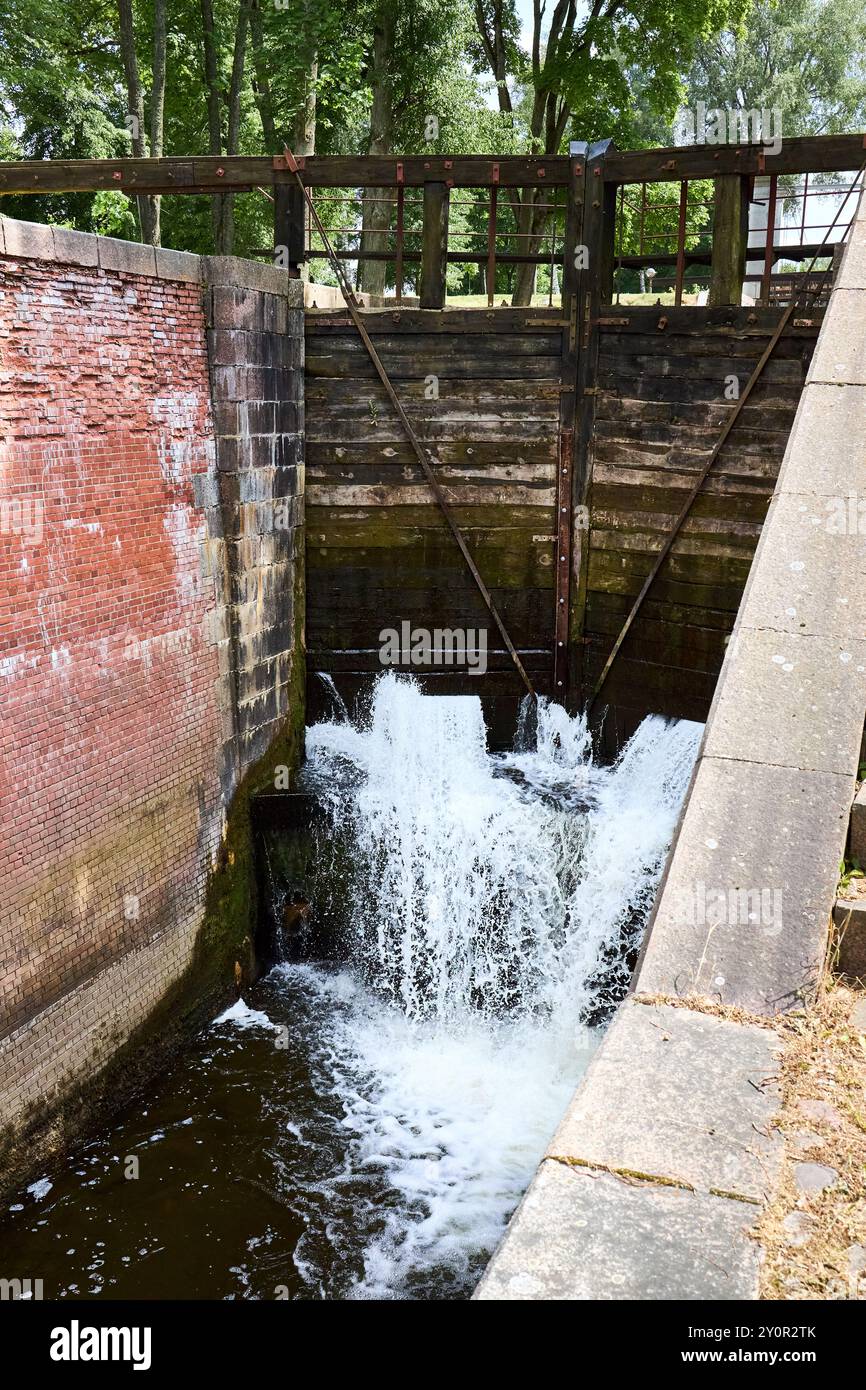 Nemnovo sluice lock of Augustow Canal is architectural hydrotechnical ...