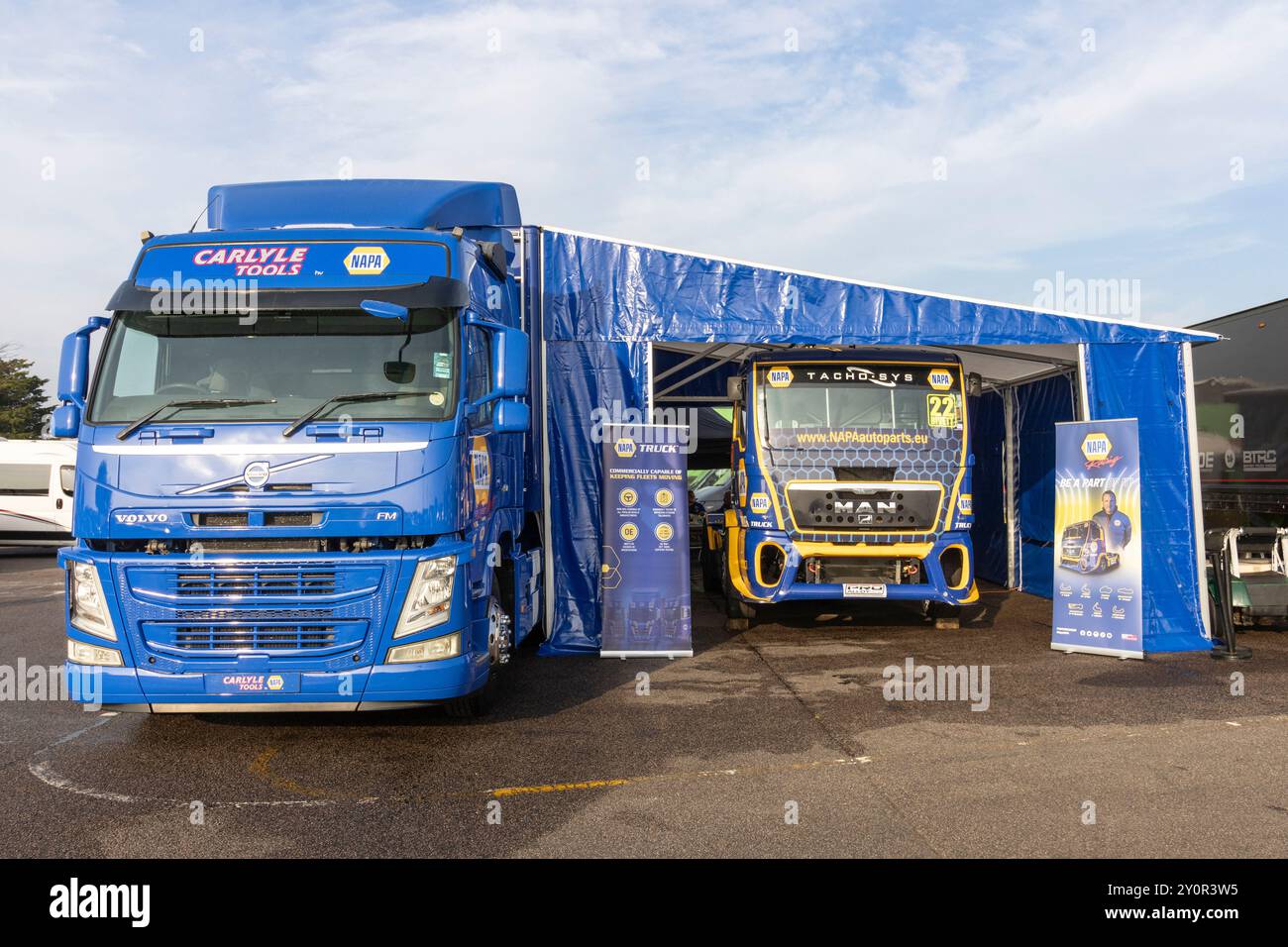 The Paul Rivett, NAPA Racing, MAN TGX inside the pop-up garage and ...