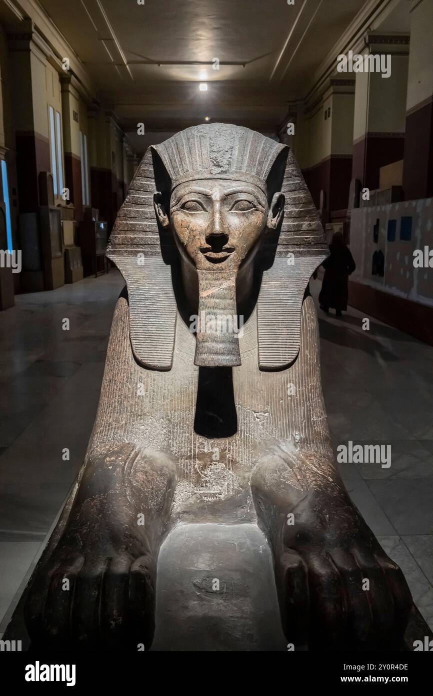 Egyptian Museum(Cairo museum), granite sphinx of Hatshepsut(Hatchepsut ...