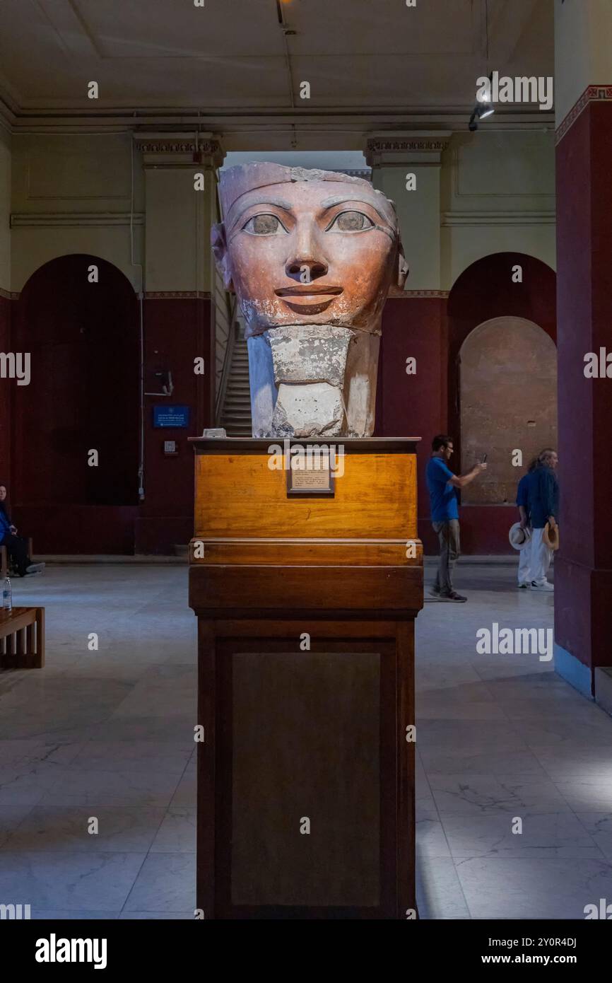 Egyptian Museum(Cairo museum), Painted head statue of Queen Hatshepsut(Hatchepsut), Dier el ...