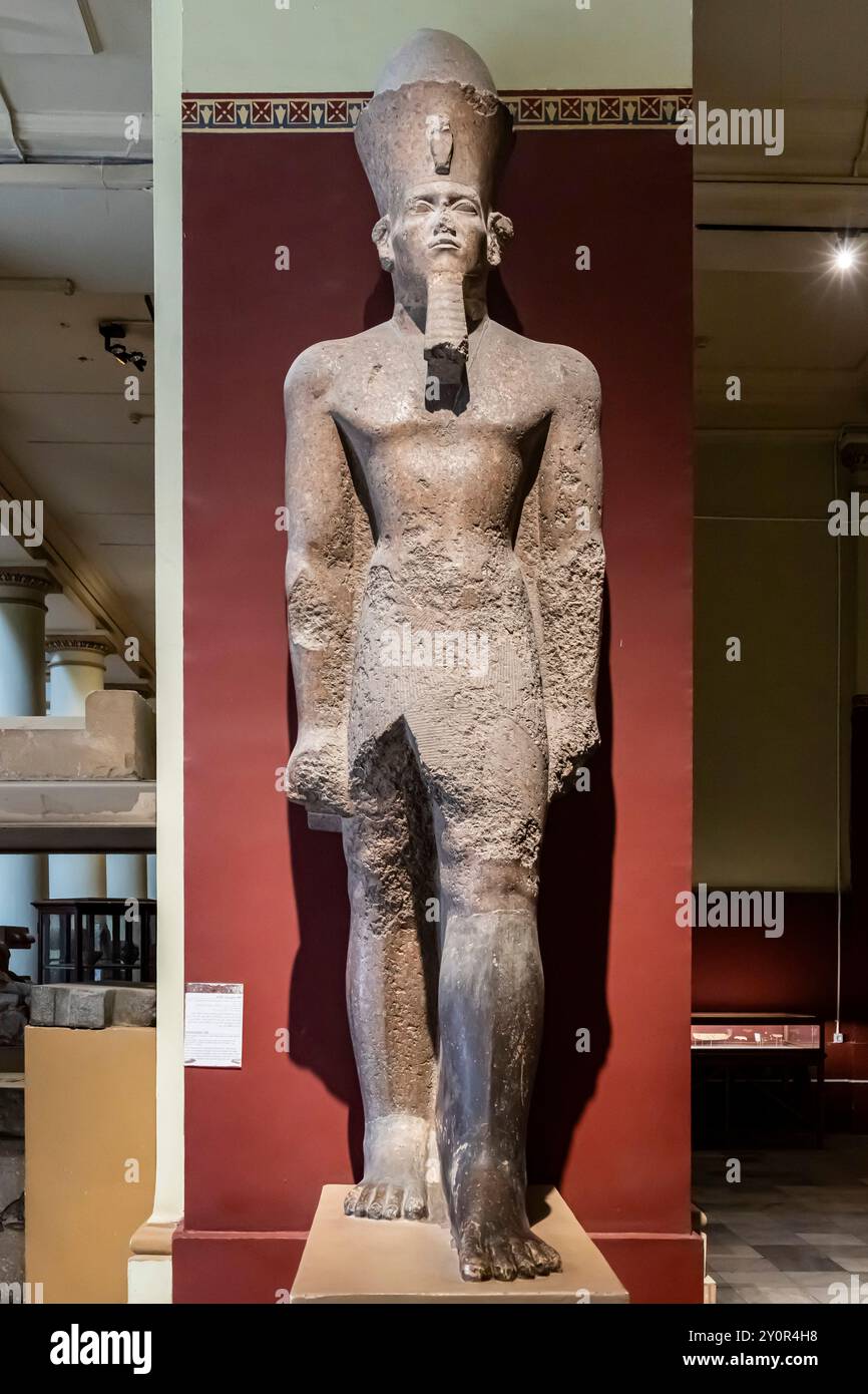 Egyptian Museum(Cairo museum), standing statue of king Senwosret III ...