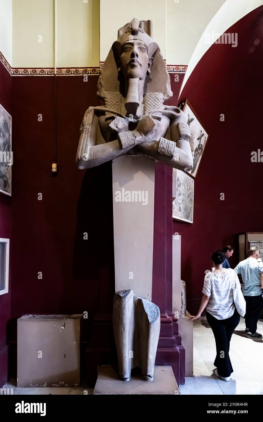 Egyptian Museum(Cairo museum), standing statue of king Akhenaten(Amenhotep IV), Amarna Gallery ...