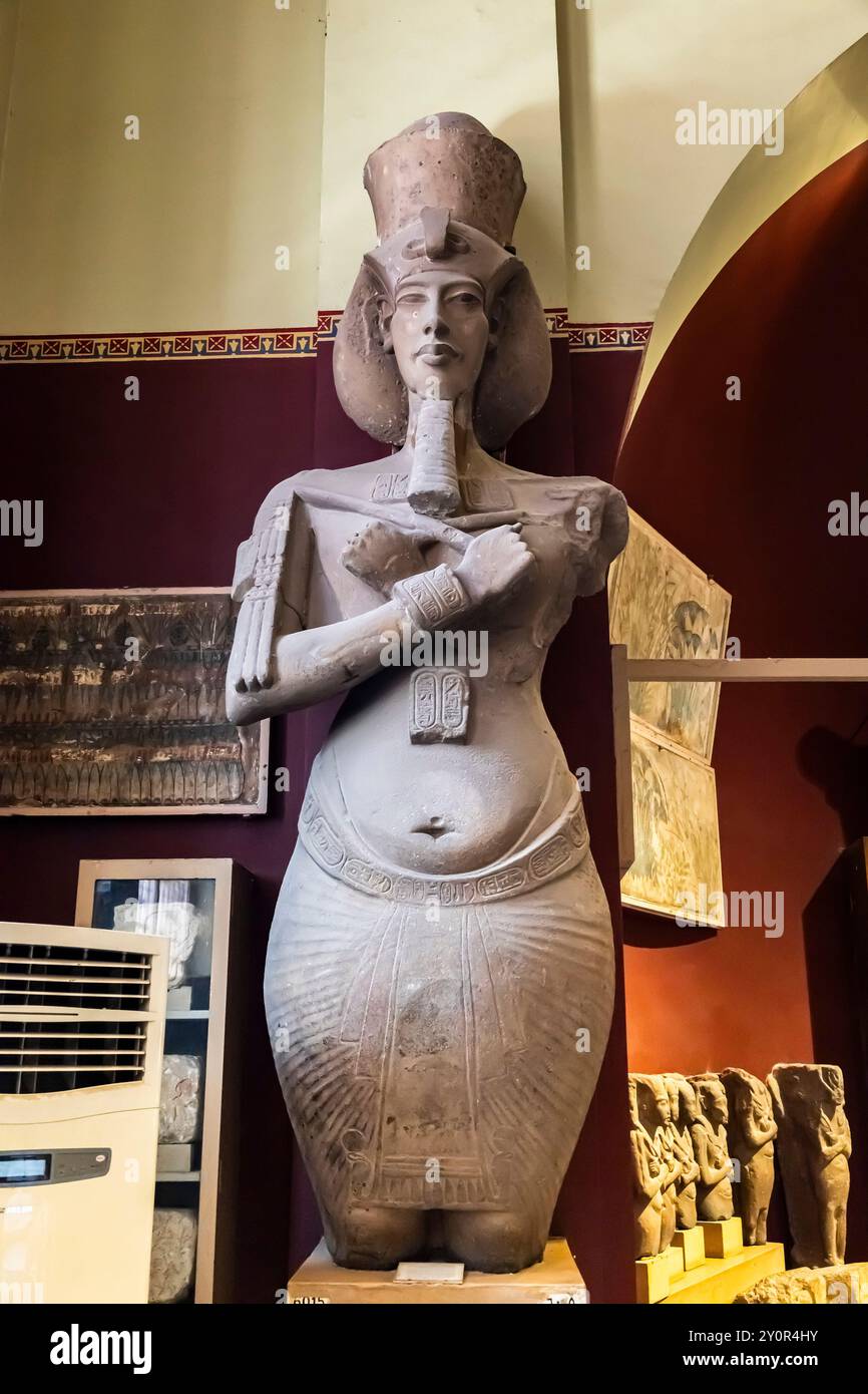 Egyptian Museum(Cairo museum), standing statue of king Akhenaten ...