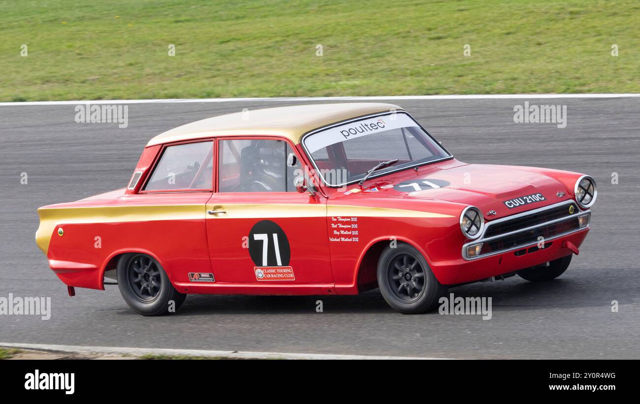 Ian Thompson in his 1965 Ford Lotus Cortina during the 2023 Classic ...