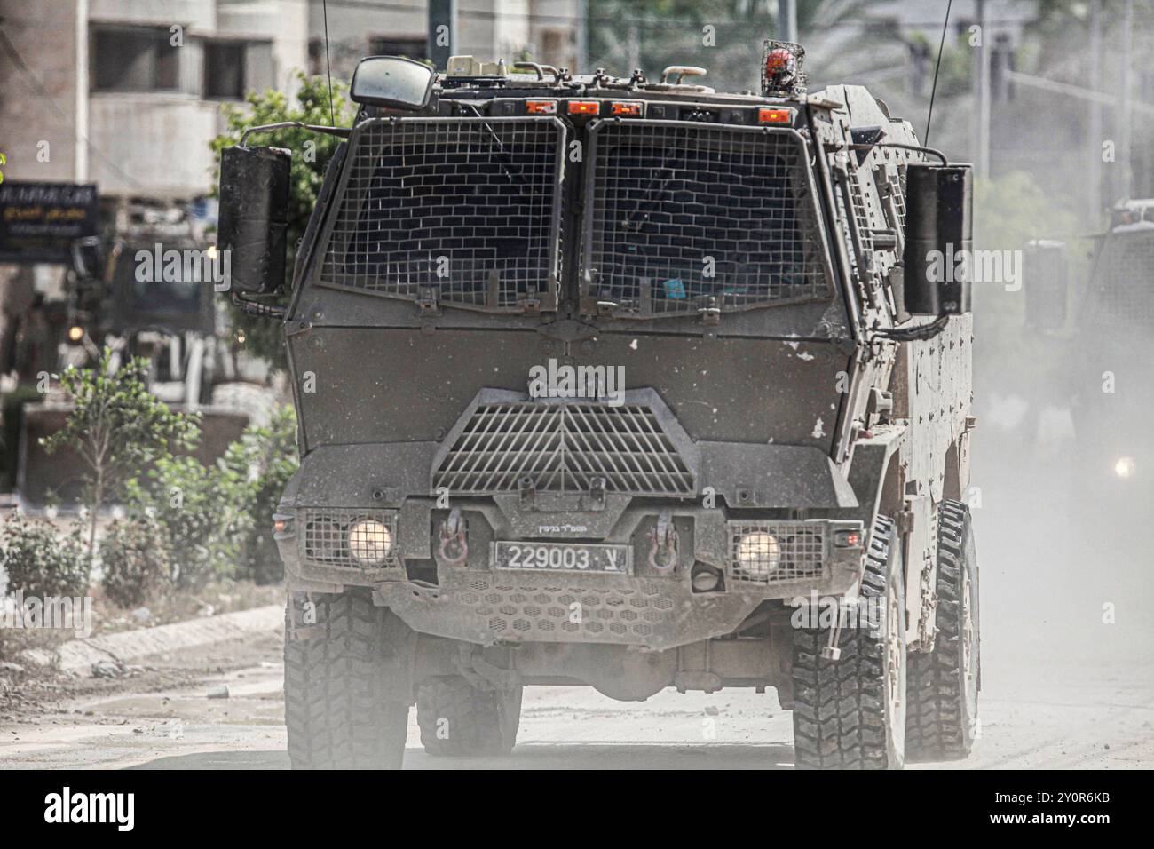 Tulkarm, Palestine. 03rd Sep, 2024. Israeli military vehicle patrols ...