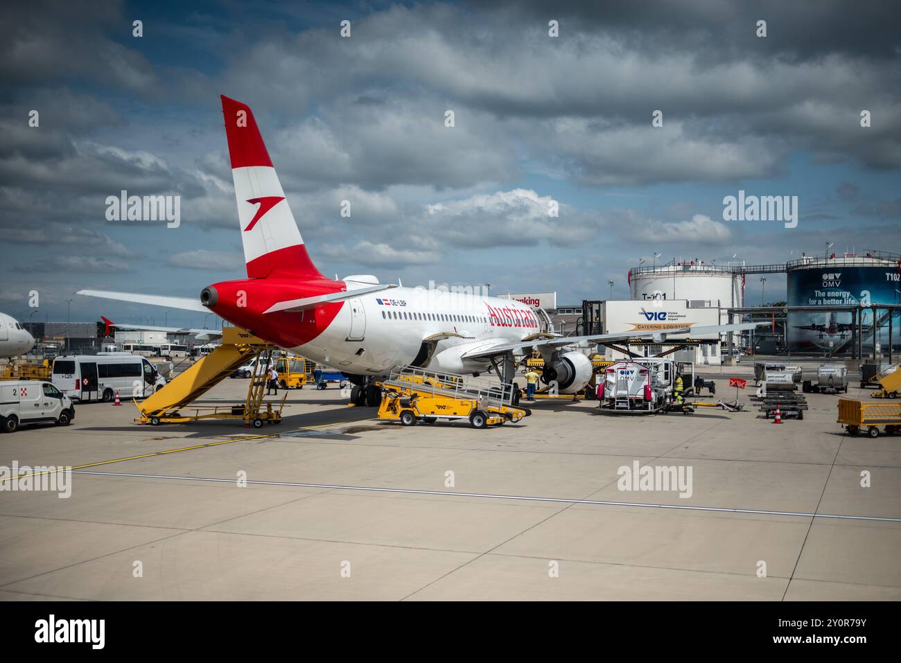 Airplanes at Vienna International Airport in Vienna, capital of the ...