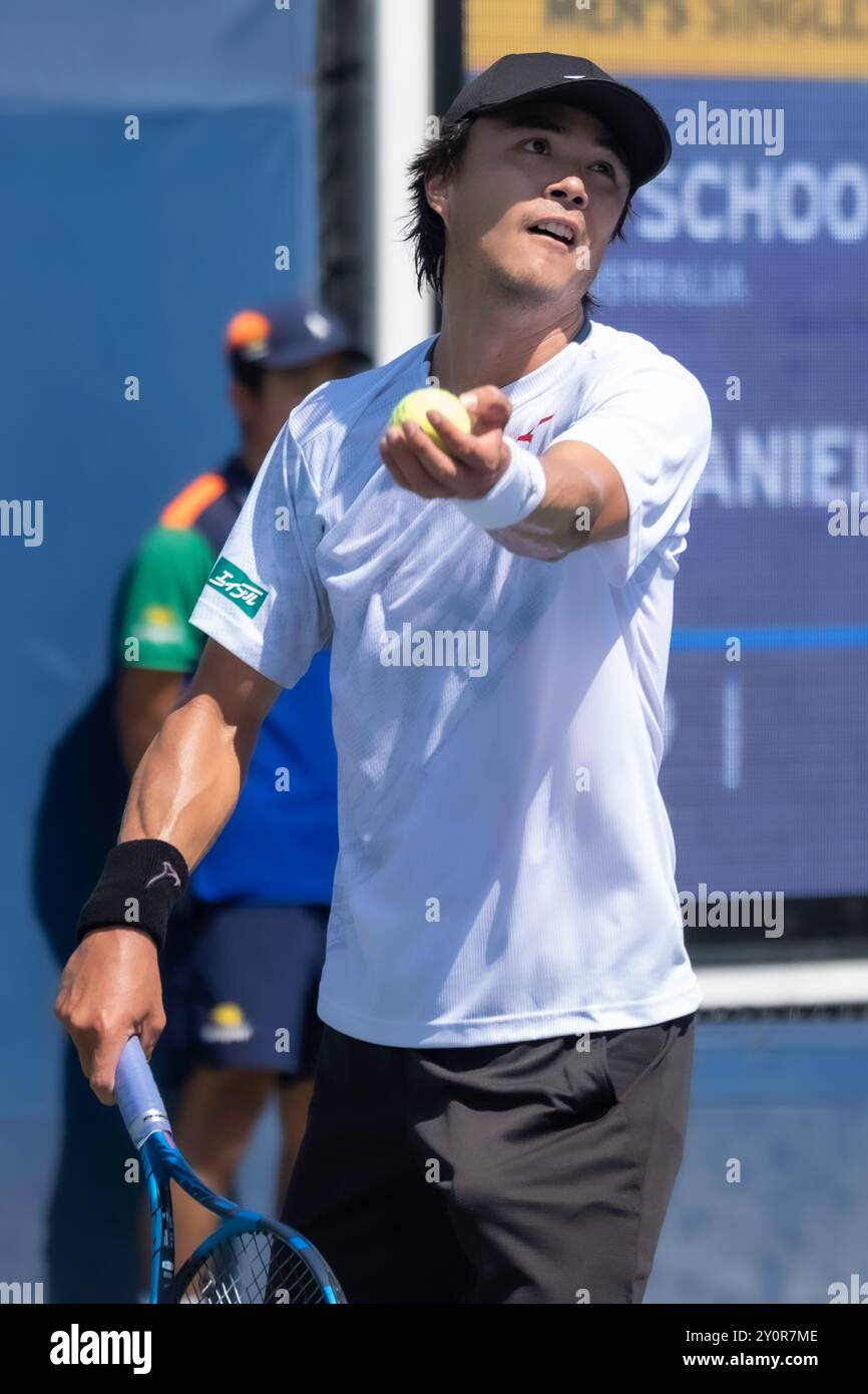 Taro Daniel (JPN) competes in round 1 of the 2024 US Open Tennis Stock ...