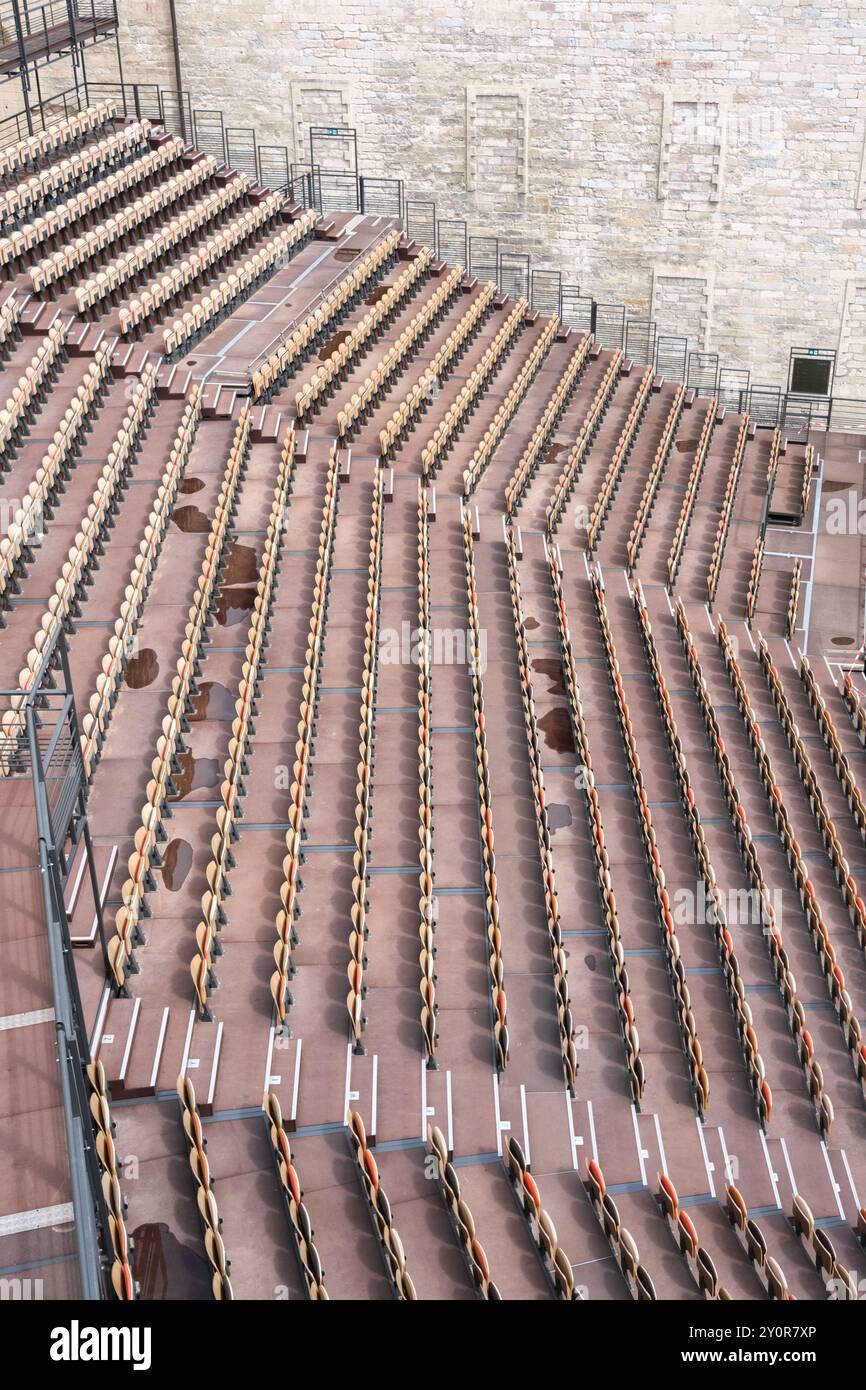 Stackable grandstand seating at an outdoor venue Stock Photo - Alamy