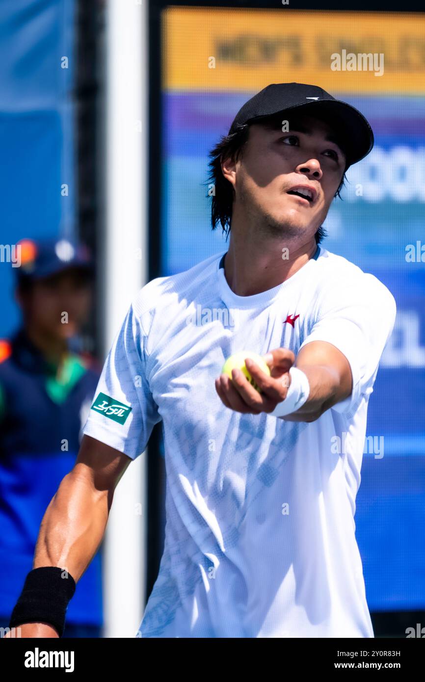 Taro Daniel (JPN) competes in round 1 of the 2024 US Open Tennis Stock ...
