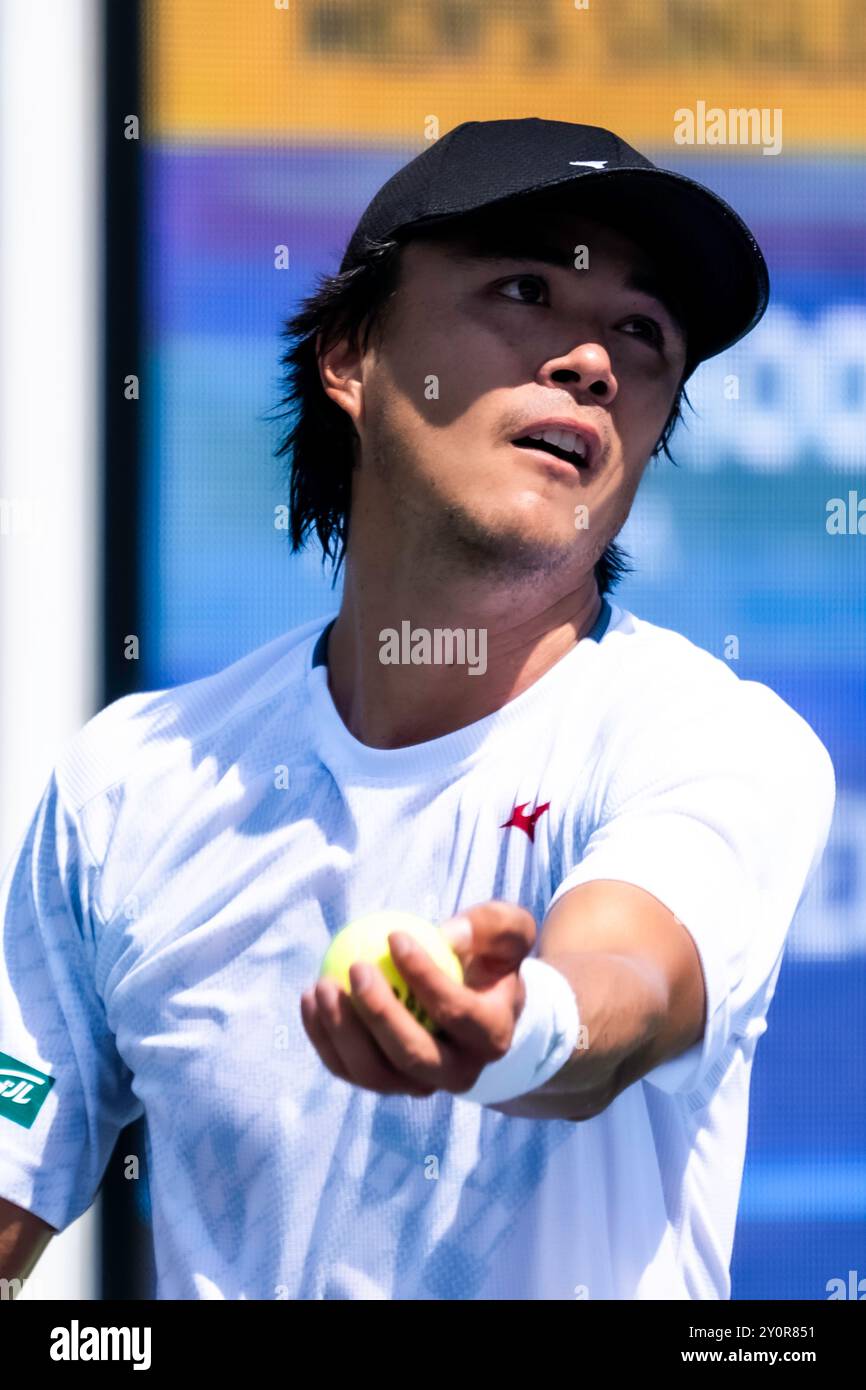 Taro Daniel (JPN) competes in round 1 of the 2024 US Open Tennis Stock ...
