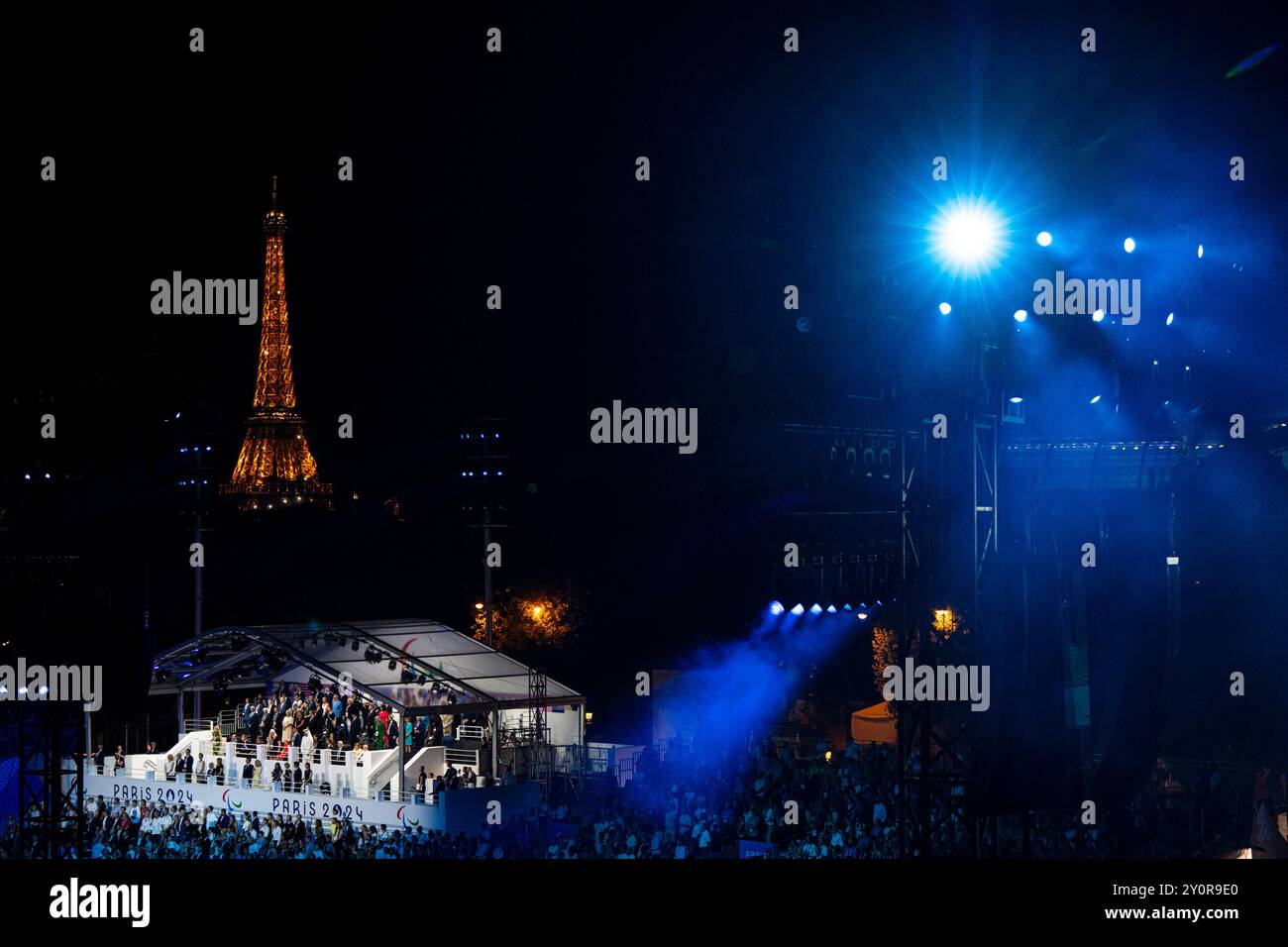 View of the Paralympic Games authorities' box with the Eiiffel Tower ...