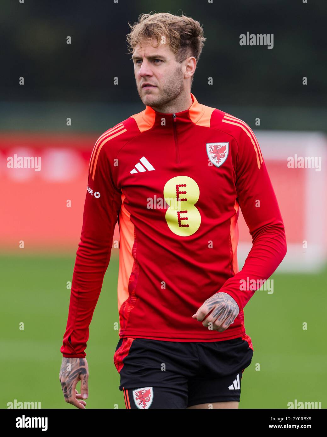 PONTYCLUN, WALES - 02 SEPTEMBER 2024: Wales' Joe Rodon during a Wales ...
