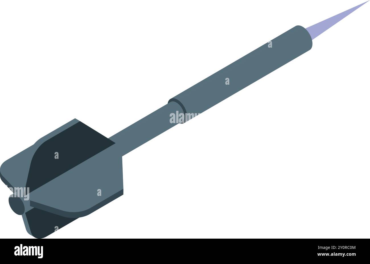 This isometric icon features a military rocket launcher, a powerful ...