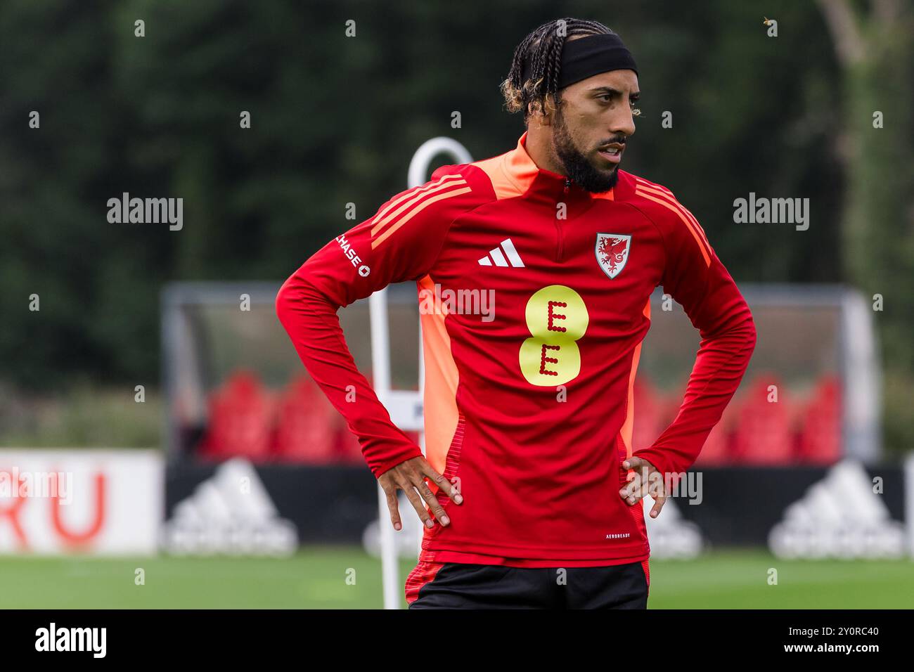 PONTYCLUN, WALES - 02 SEPTEMBER 2024: Wales' Sorba Thomas during a ...