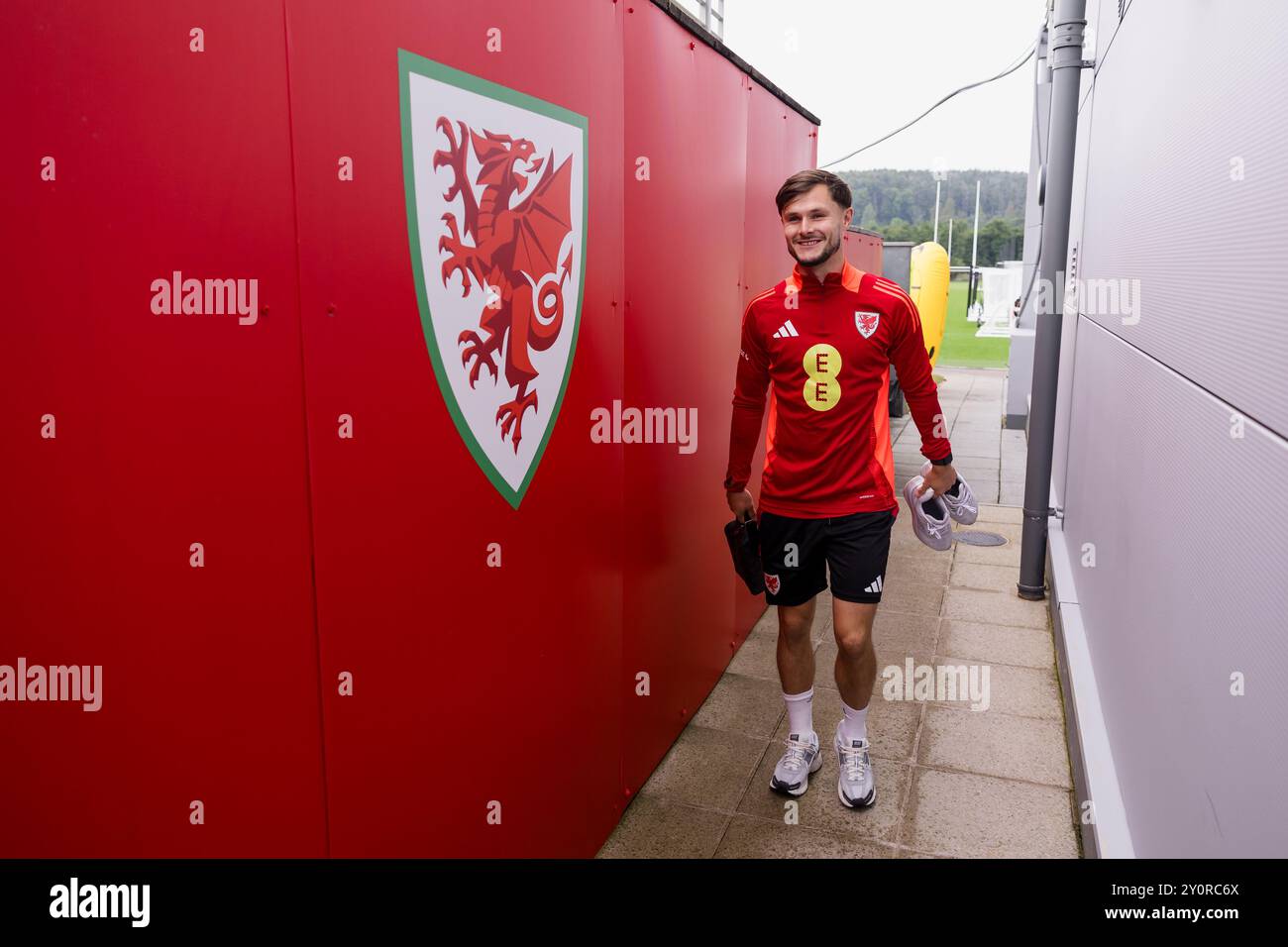 PONTYCLUN, WALES - 02 SEPTEMBER 2024: Wales' Liam Cullen during a Wales ...