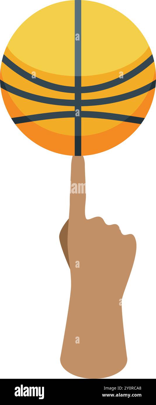 Hand is skillfully spinning a basketball on its fingertip, showcasing ...