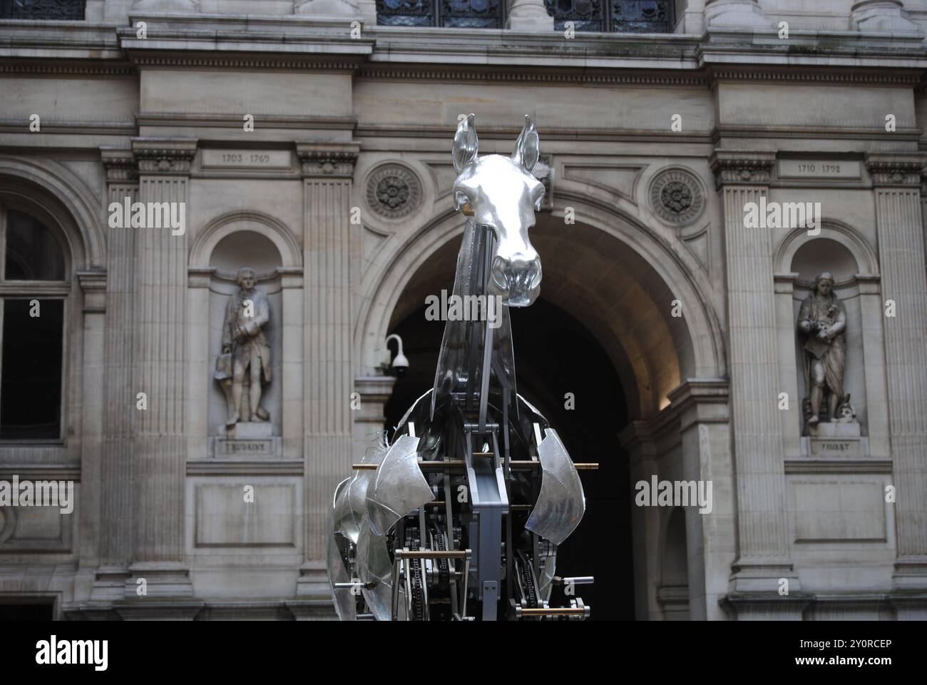 Paris, France - September 03 2024: "Zeus," the metal horse from the ...