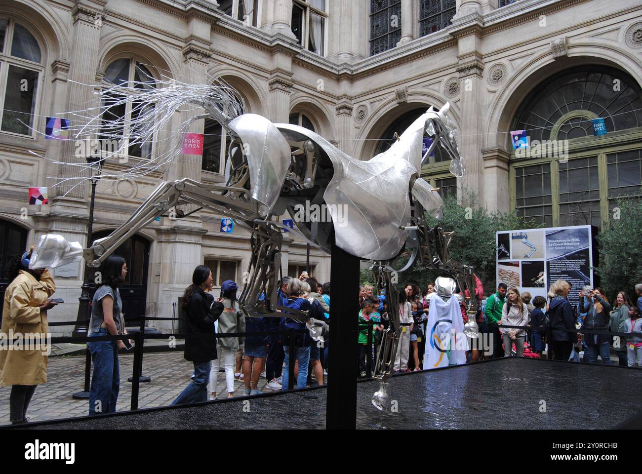 Paris, France - September 03 2024: "Zeus," the metal horse from the ...