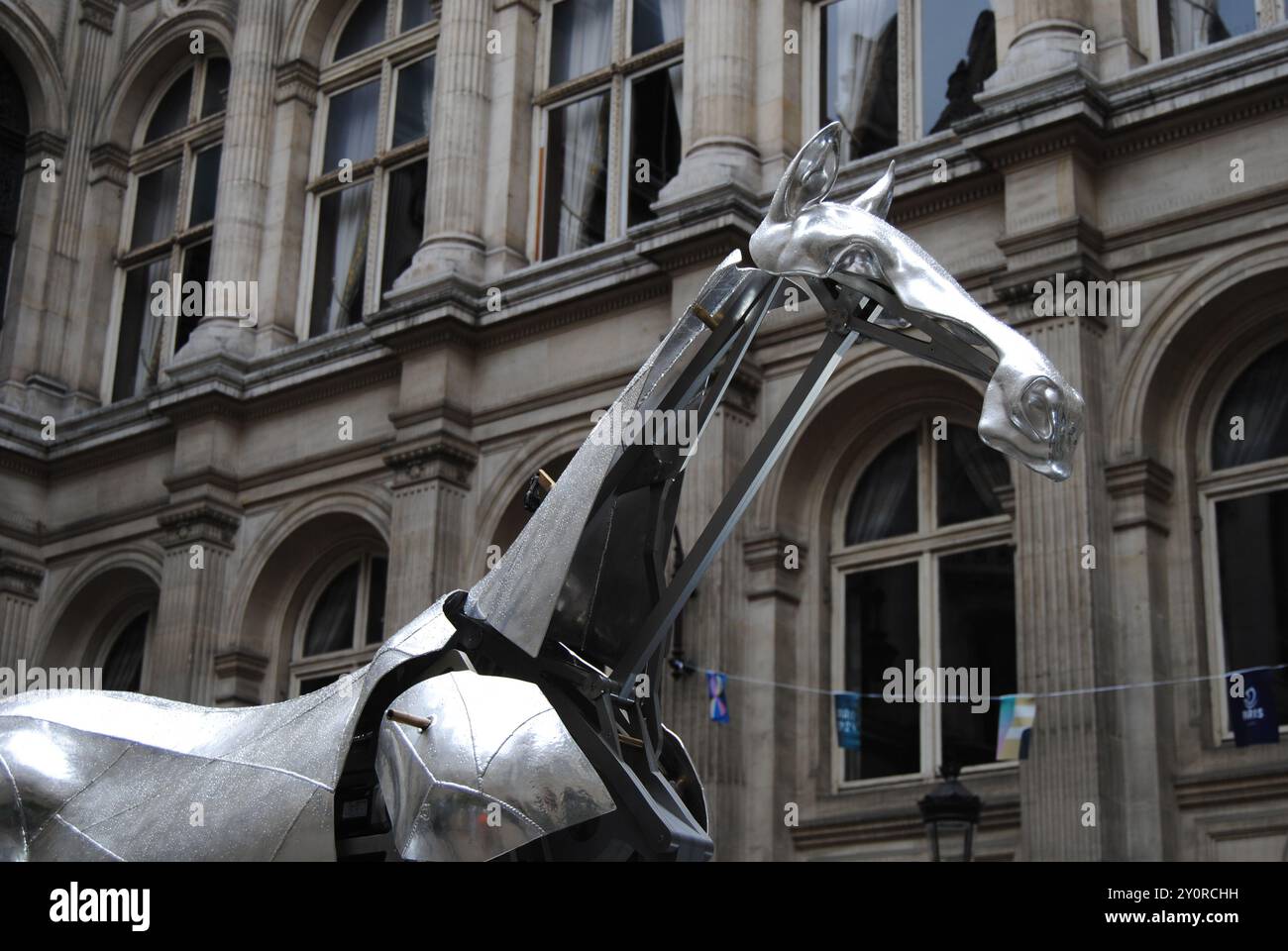 Paris, France - September 03 2024: "Zeus," the metal horse from the ...