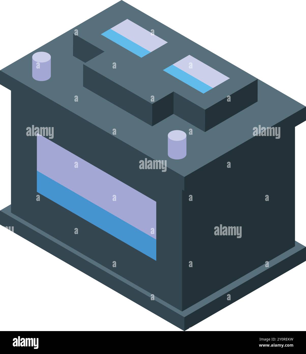 Isometric car battery icon providing power for a vehicle's electrical ...