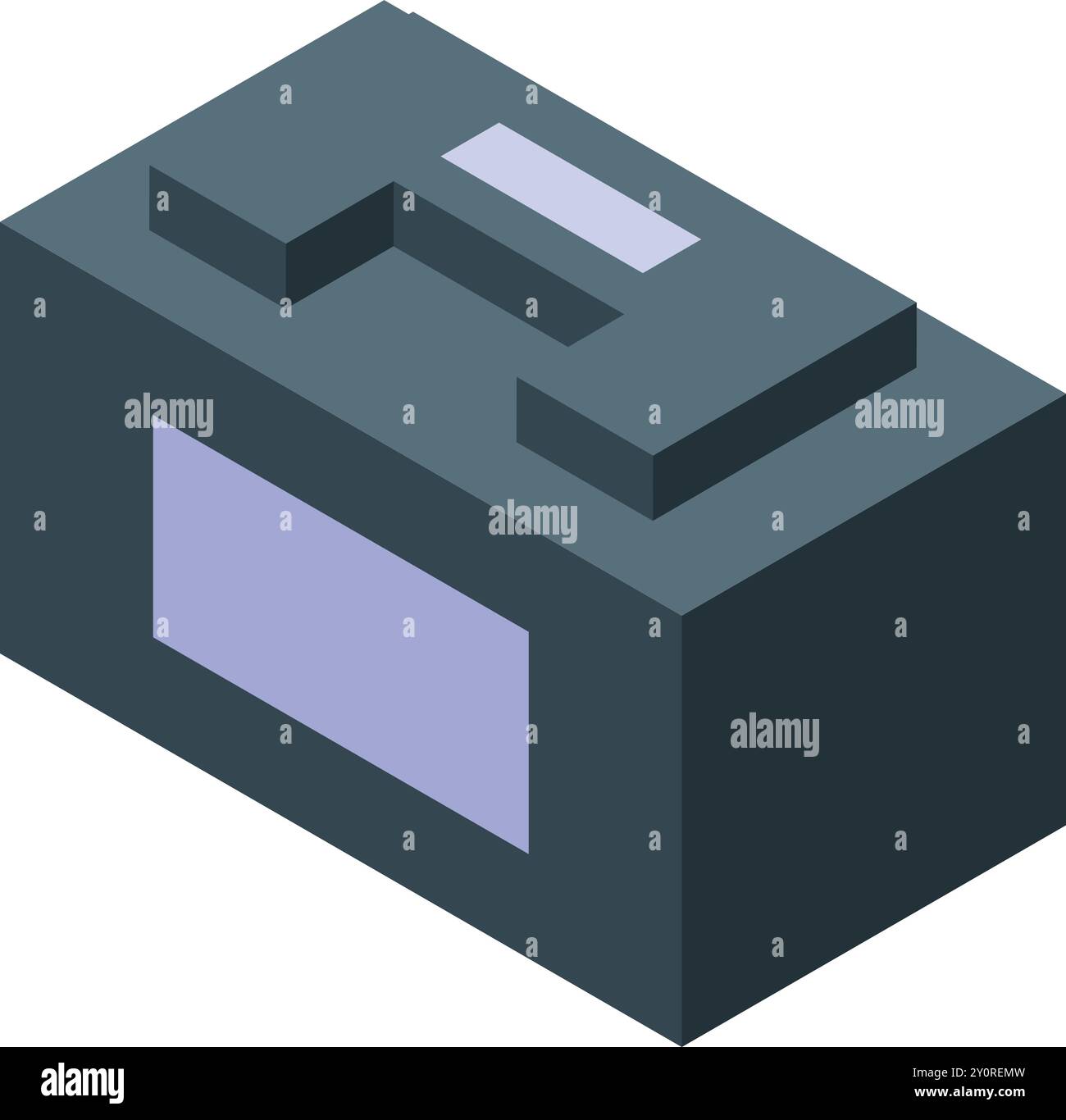 Car battery providing power for starting the engine, isometric icon ...