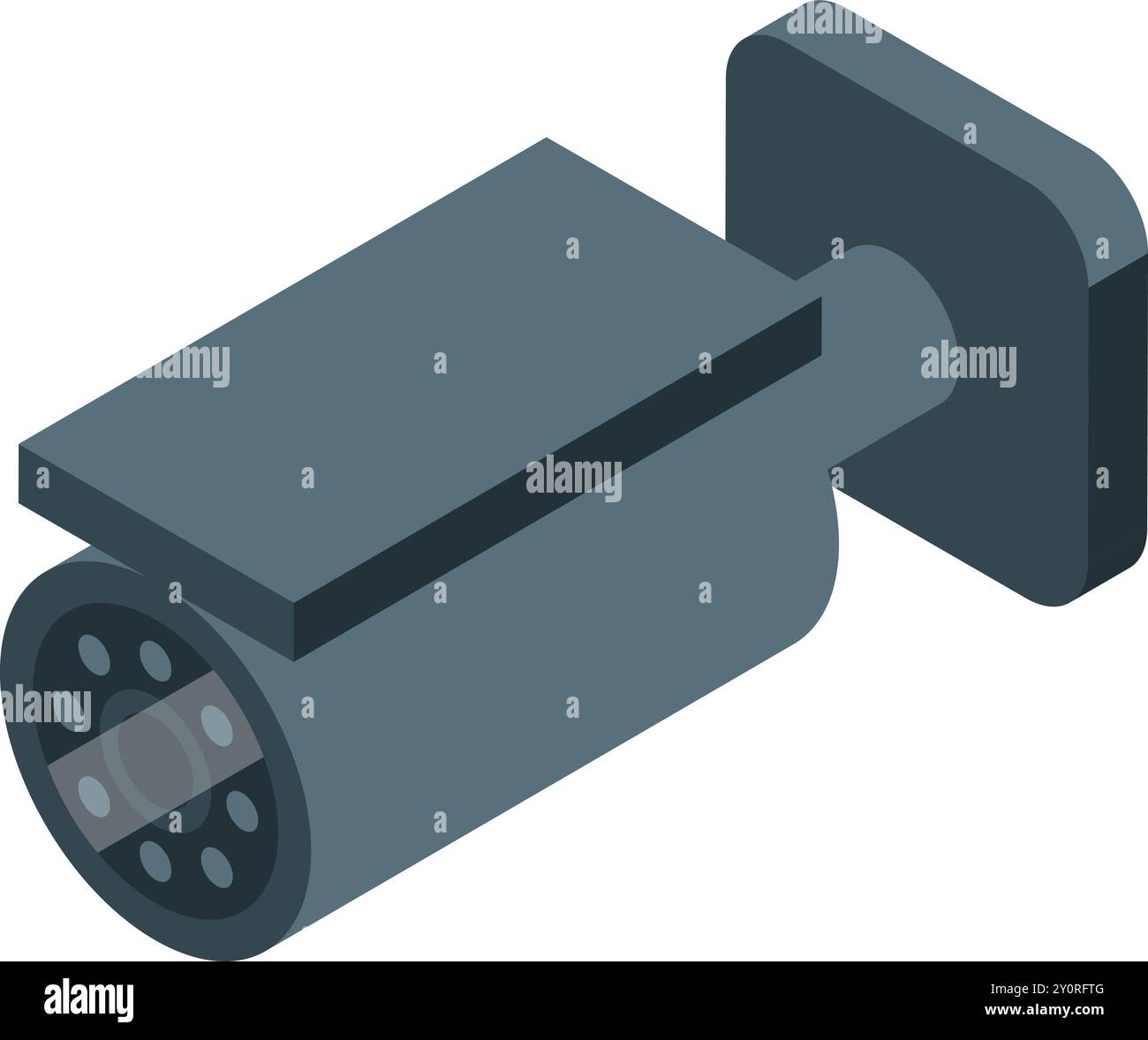 Modern security camera is mounted on a wall, providing surveillance and ...