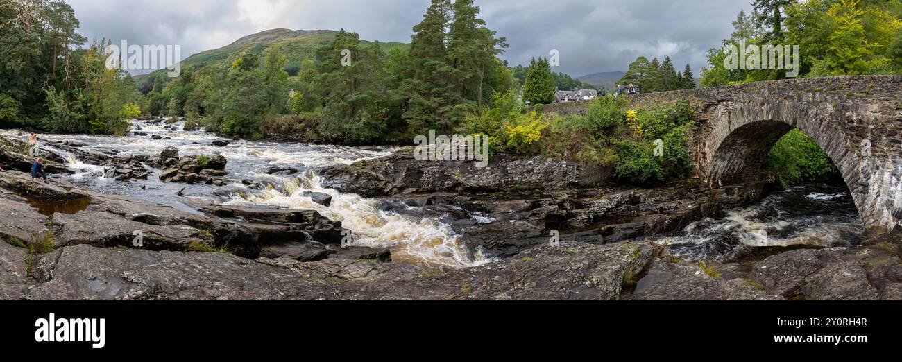 Panoramic view of the The Falls of Dochart and the Bridge of Dochart ...