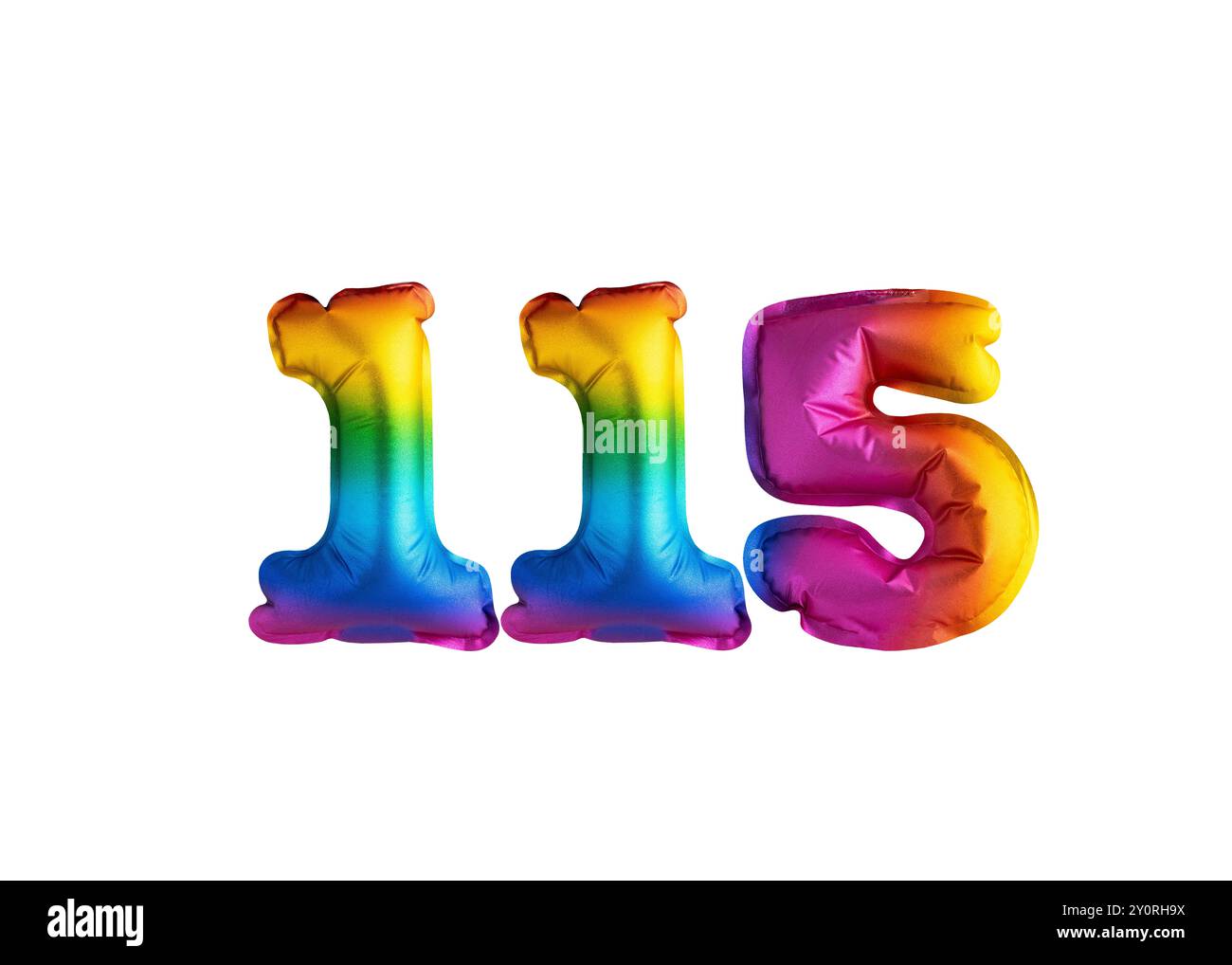 Multicolored balloon for number 115 celebration. Happy birthday on ...