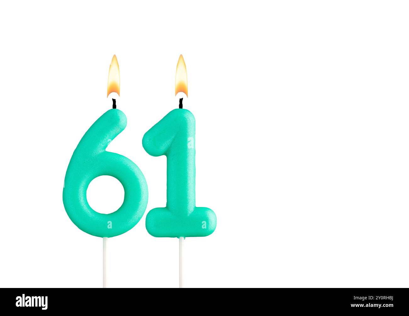 Green birthday candle on white background - Candle number 61 Stock ...