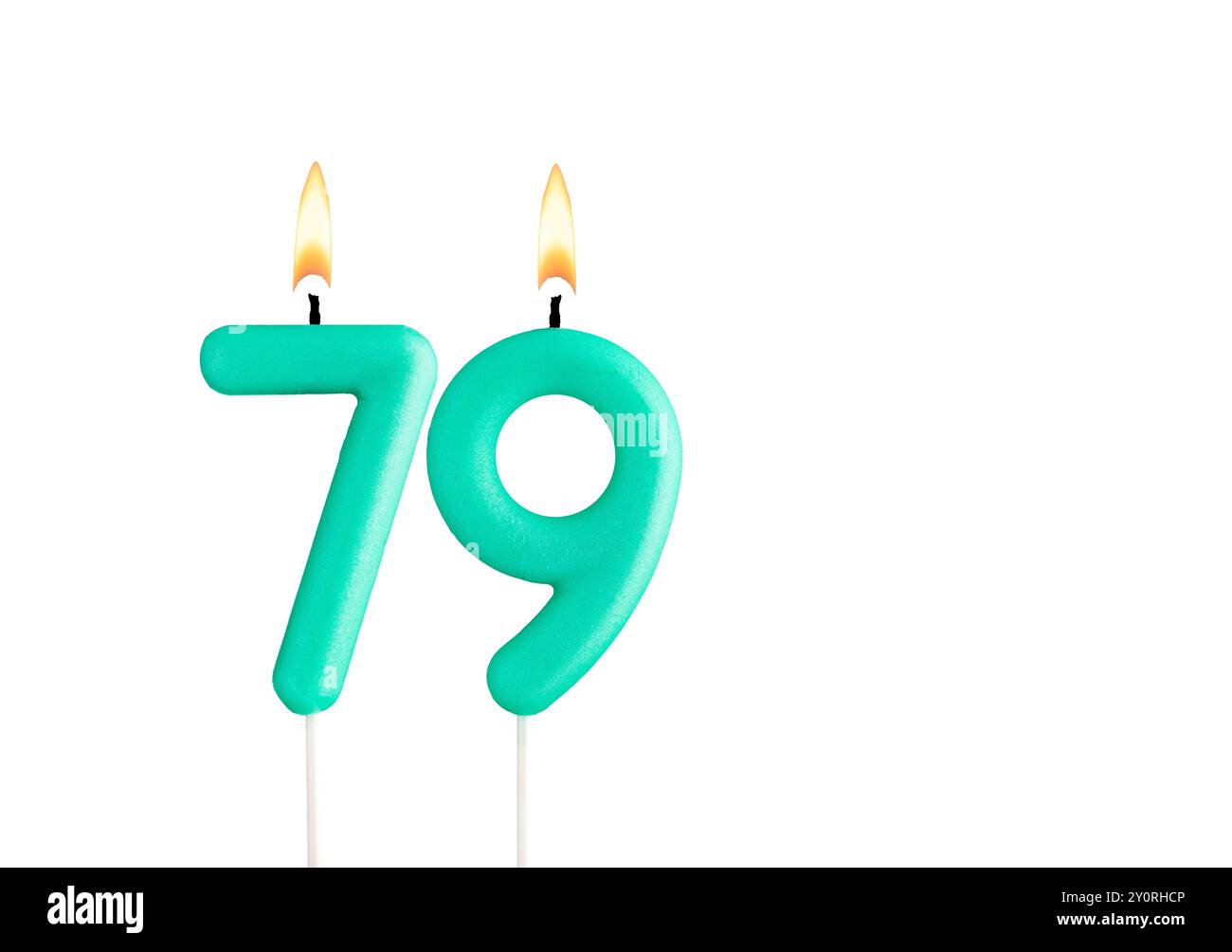 Green birthday candle on white background - Candle number 79 Stock ...