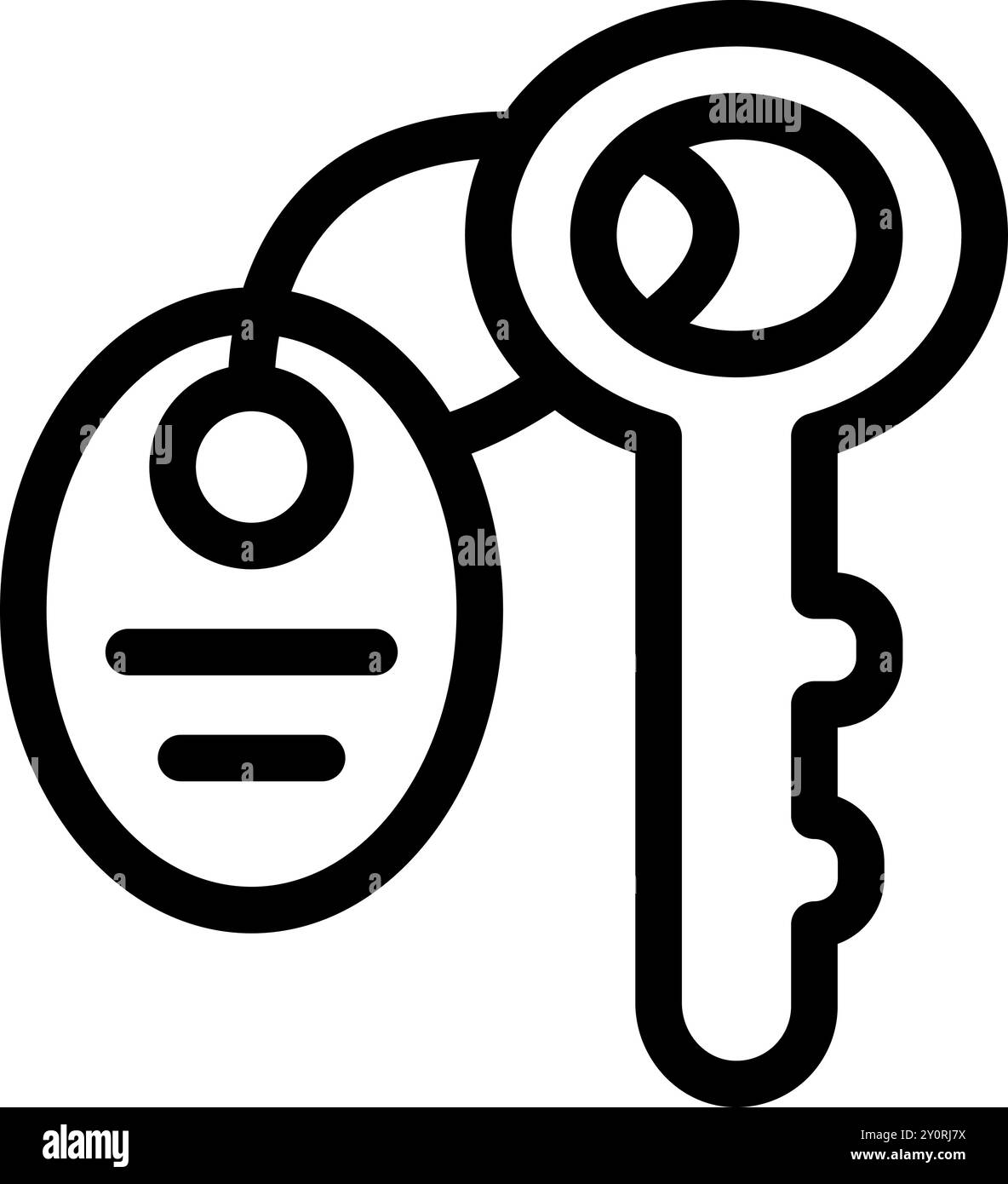 Simple vector icon of a key with a blank tag, representing concepts ...
