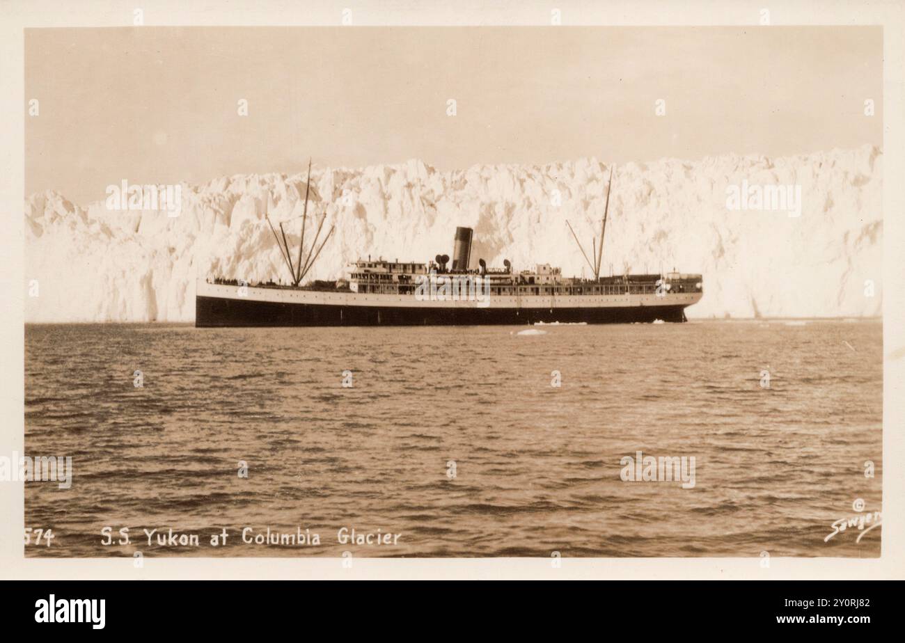 The SS Yukon steamship at Columbia Glacier, Alaska USA, approx late ...