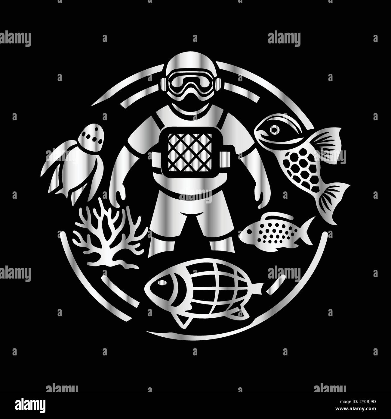 Logo for scuba diving on an isolated background. Vector logo or icon ...