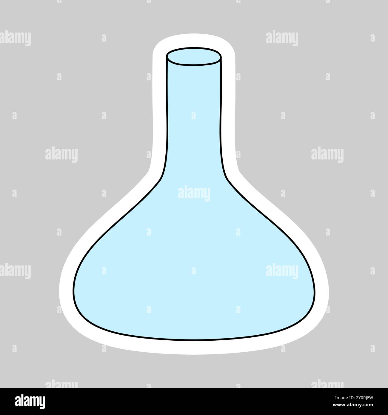 Sticker with conical chemical flask, doodle style vector illustration ...