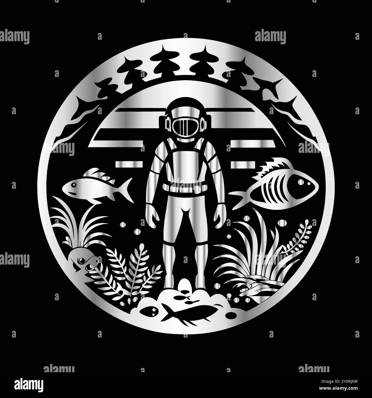 Logo for scuba diving on an isolated background. Vector logo or icon ...