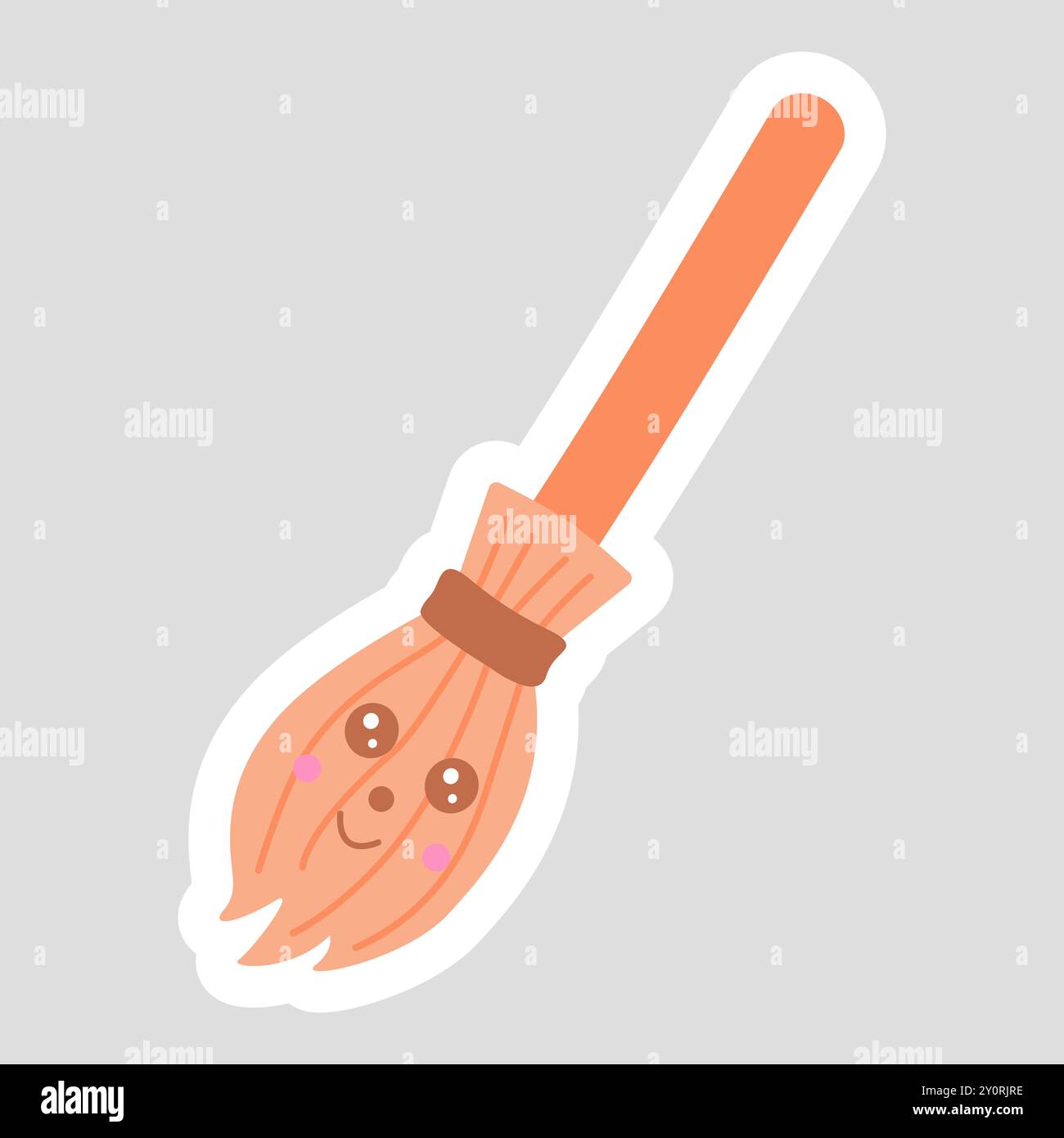Sticker with cute broom, vector illustration for kids Stock Vector ...