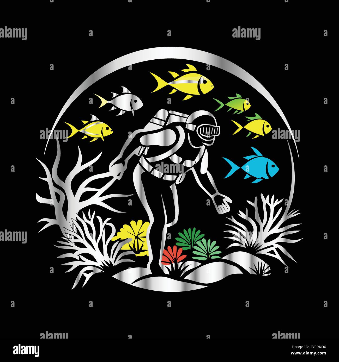 Logo for scuba diving on an isolated background. Vector logo or icon ...