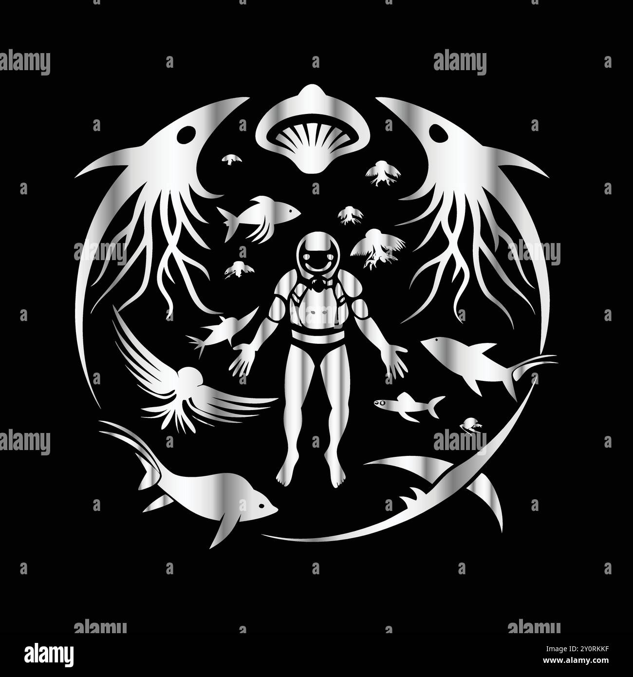 Logo for scuba diving on an isolated background. Vector logo or icon ...