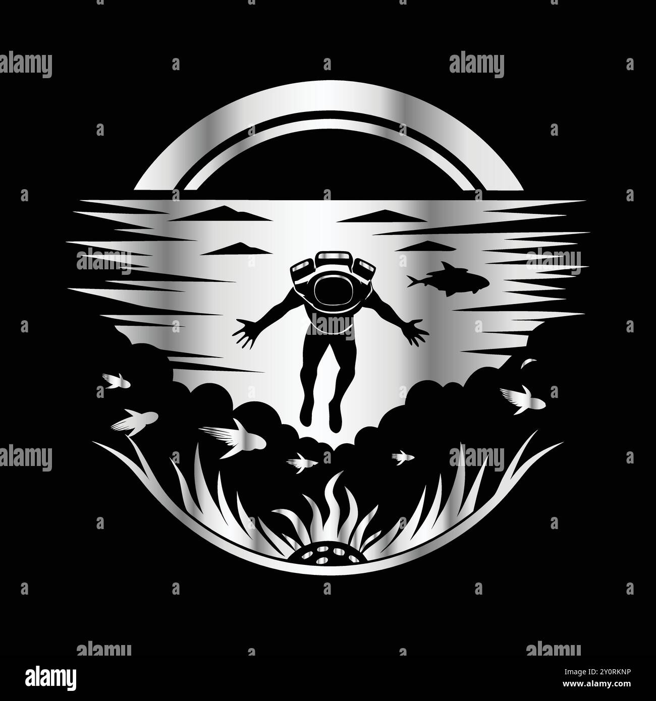 Logo for scuba diving on an isolated background. Vector logo or icon ...