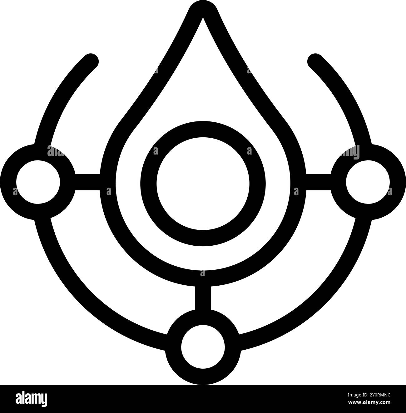Abstract icon representing a water drop surrounded by three circles ...