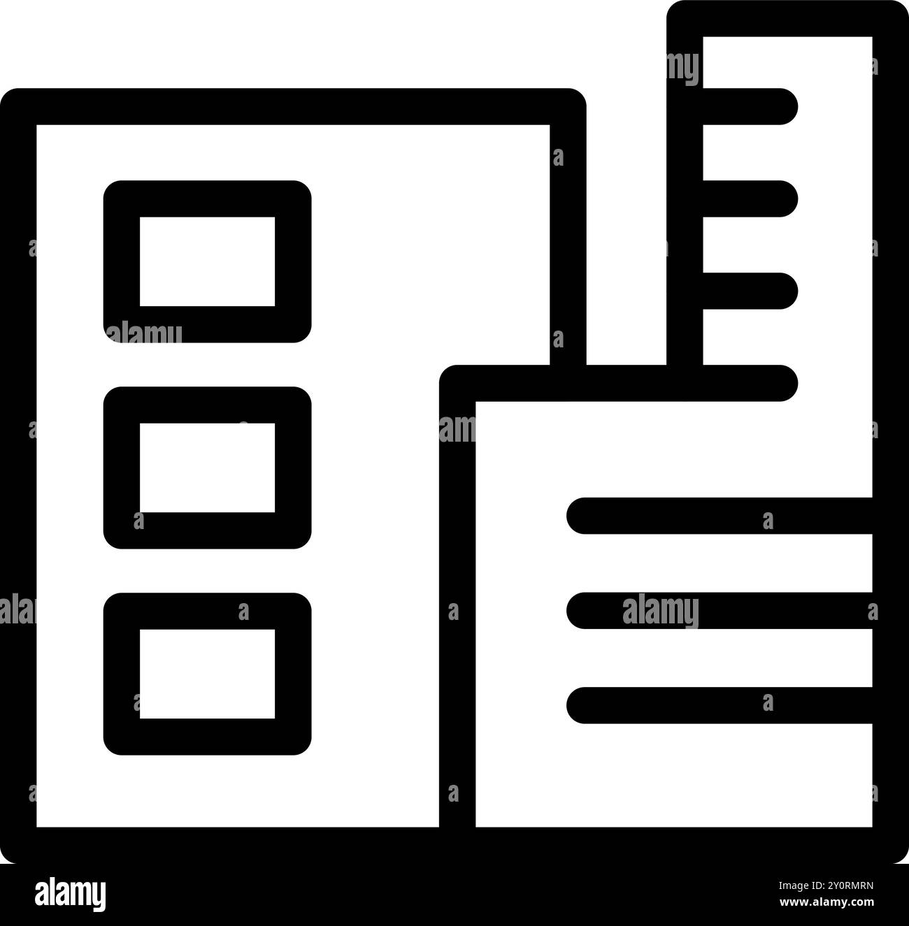 Simple vector icon of an architect designing a building plan using a ...