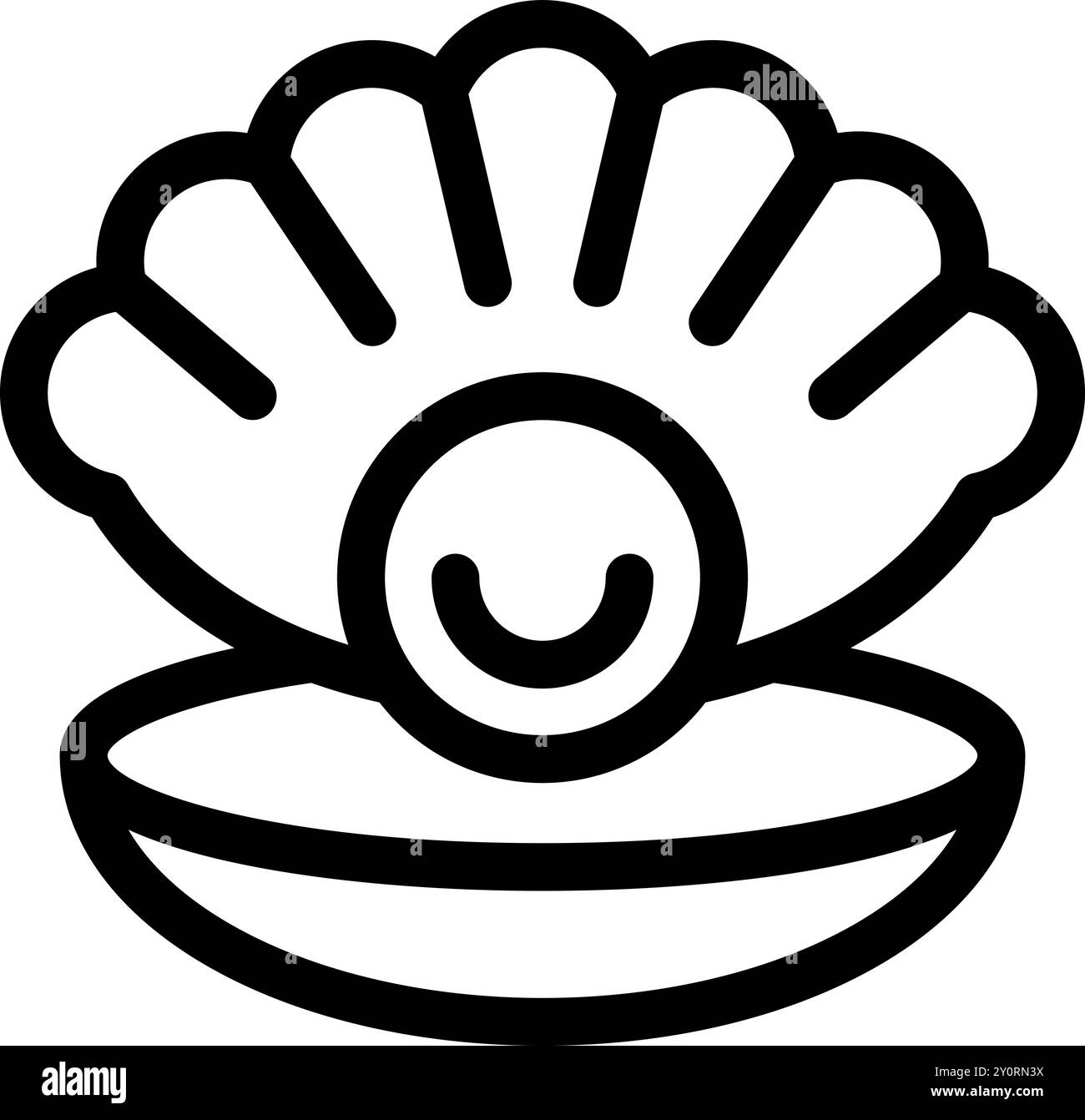 Open shell showing smiling pearl icon in outline style for website, app ...