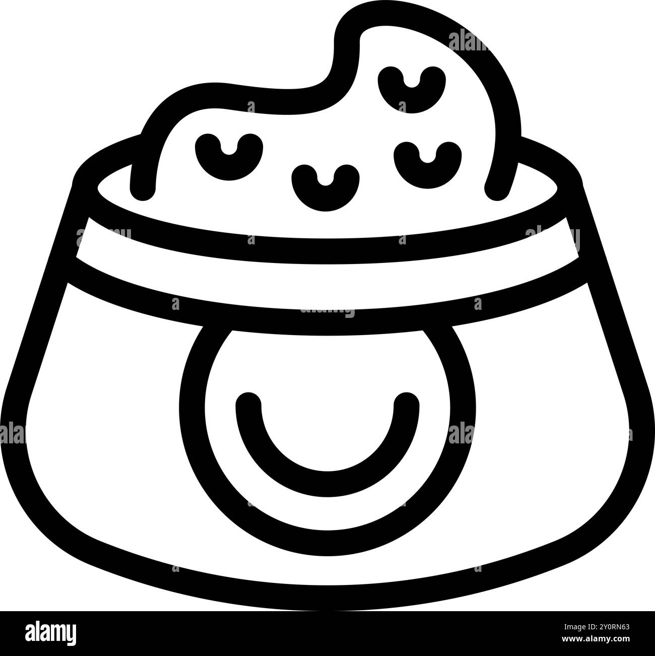 Simple vector outline of a dog bowl full of food, with a happy face on ...