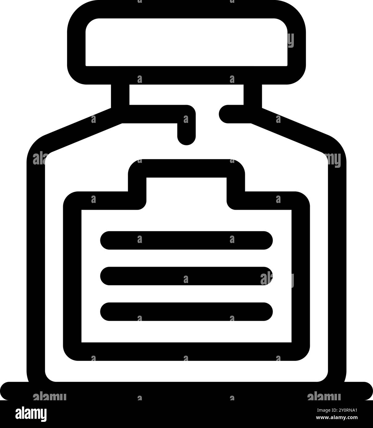 Simple black and white vector icon of a medical bottle with a ...