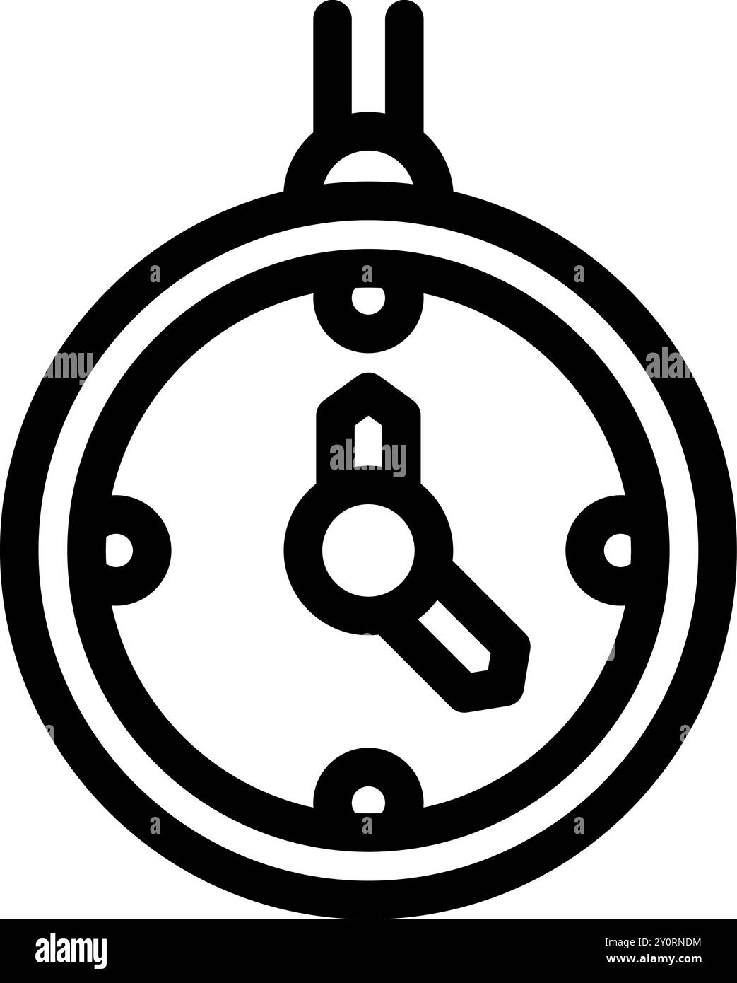 Simple bold outline style icon of a wall clock showing seven o'clock ...