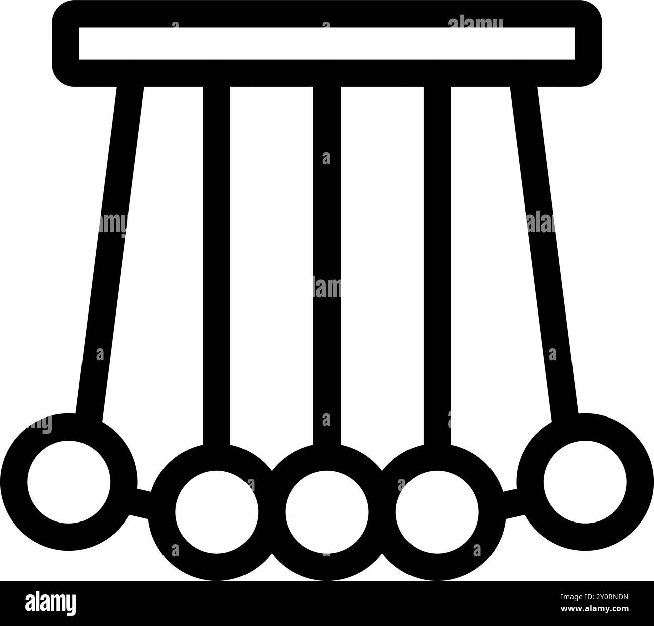 Simple illustration of a newton's cradle at rest, representing physics ...
