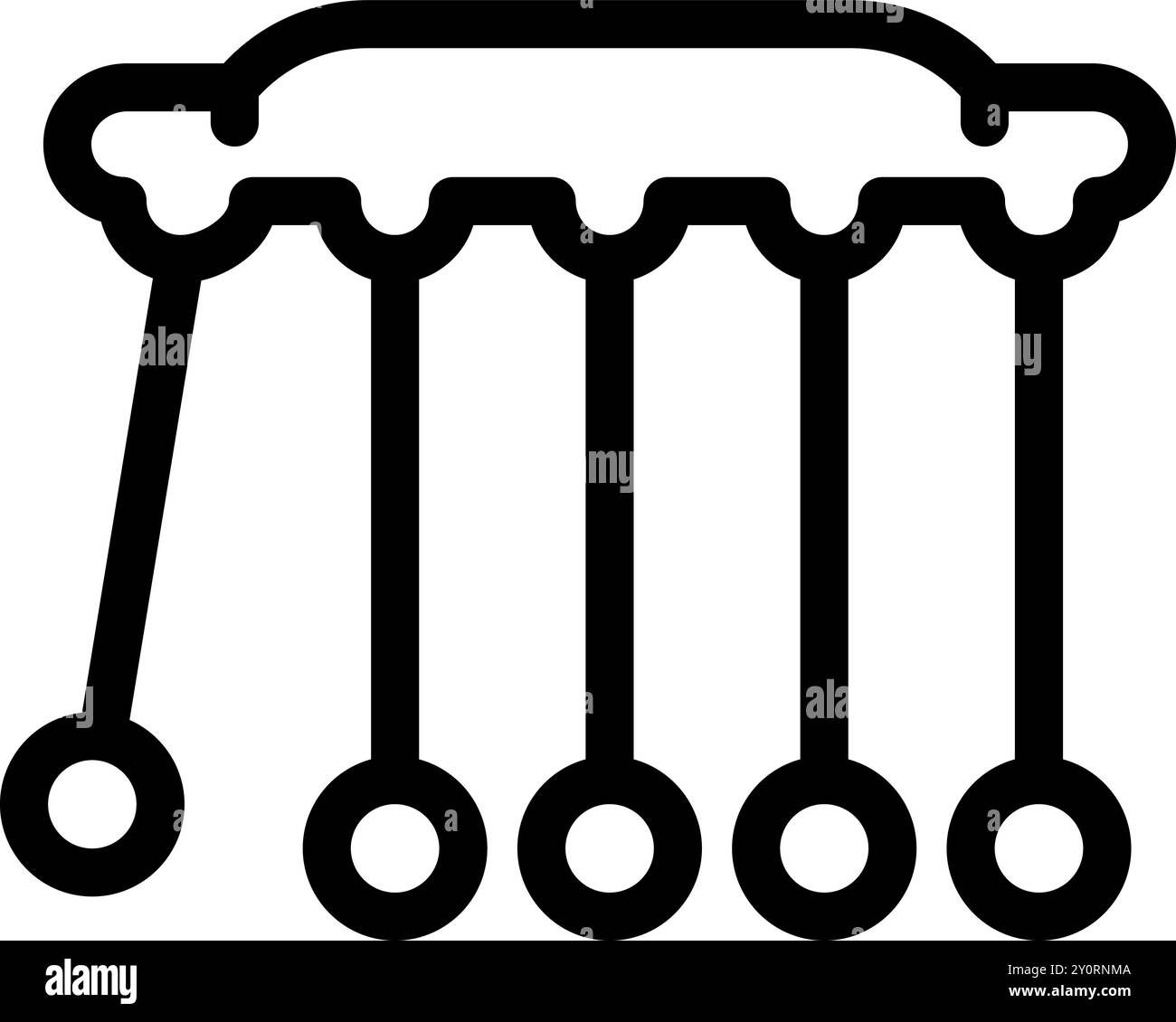 Classic physics apparatus illustrating the conservation of momentum and ...