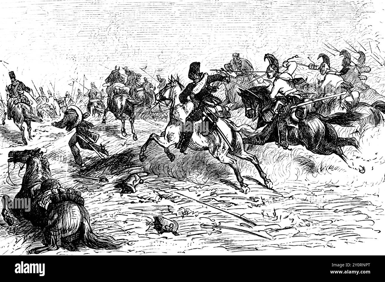 Pursuit of the imperial guard by Prussian cavalry after Napoleon's ...